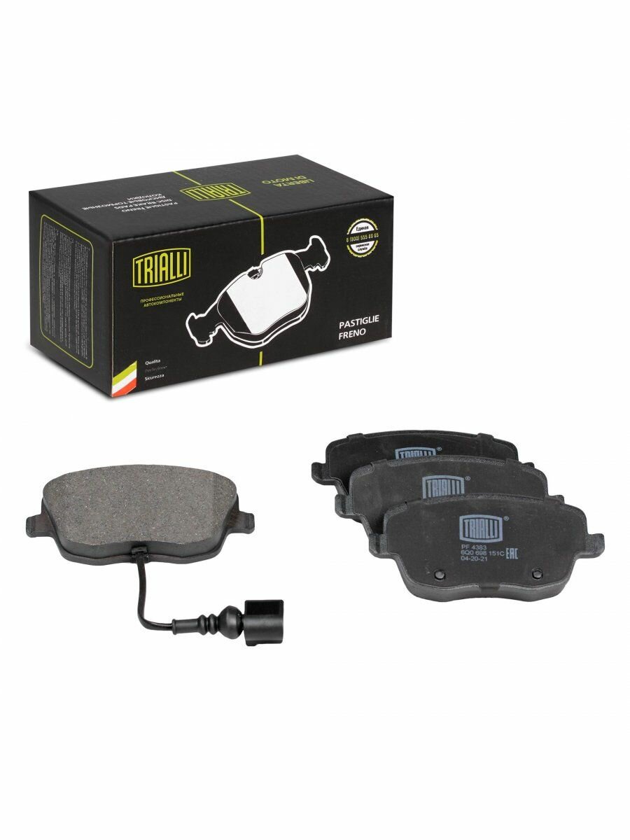 Колодки тормозные дисковые передние для а/м Skoda Fabia, Roomster; Seat Ibiza III; VW Polo, с датчиком, Trialli PF4383