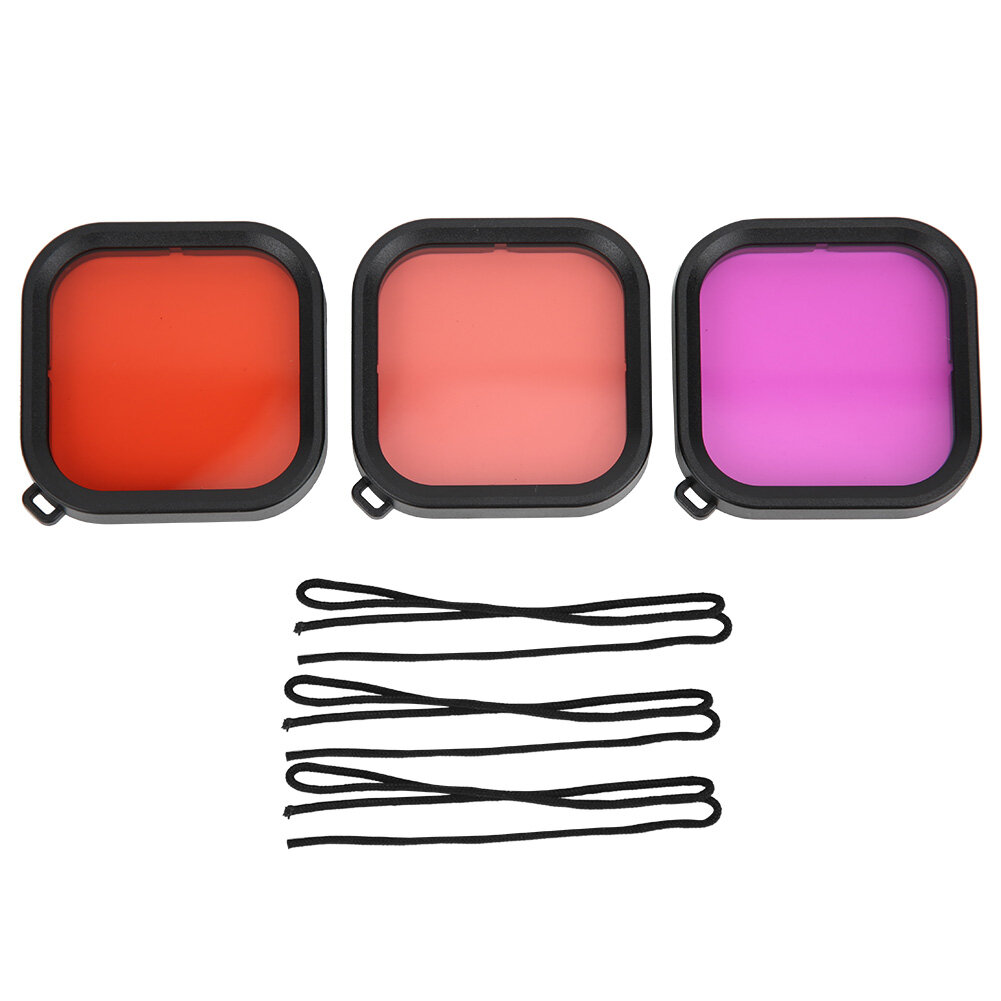 3 ПК, дайвинг -линза, набор фильтров для линз GoPro 8 водонепроницаемые корпусы для корпуса.