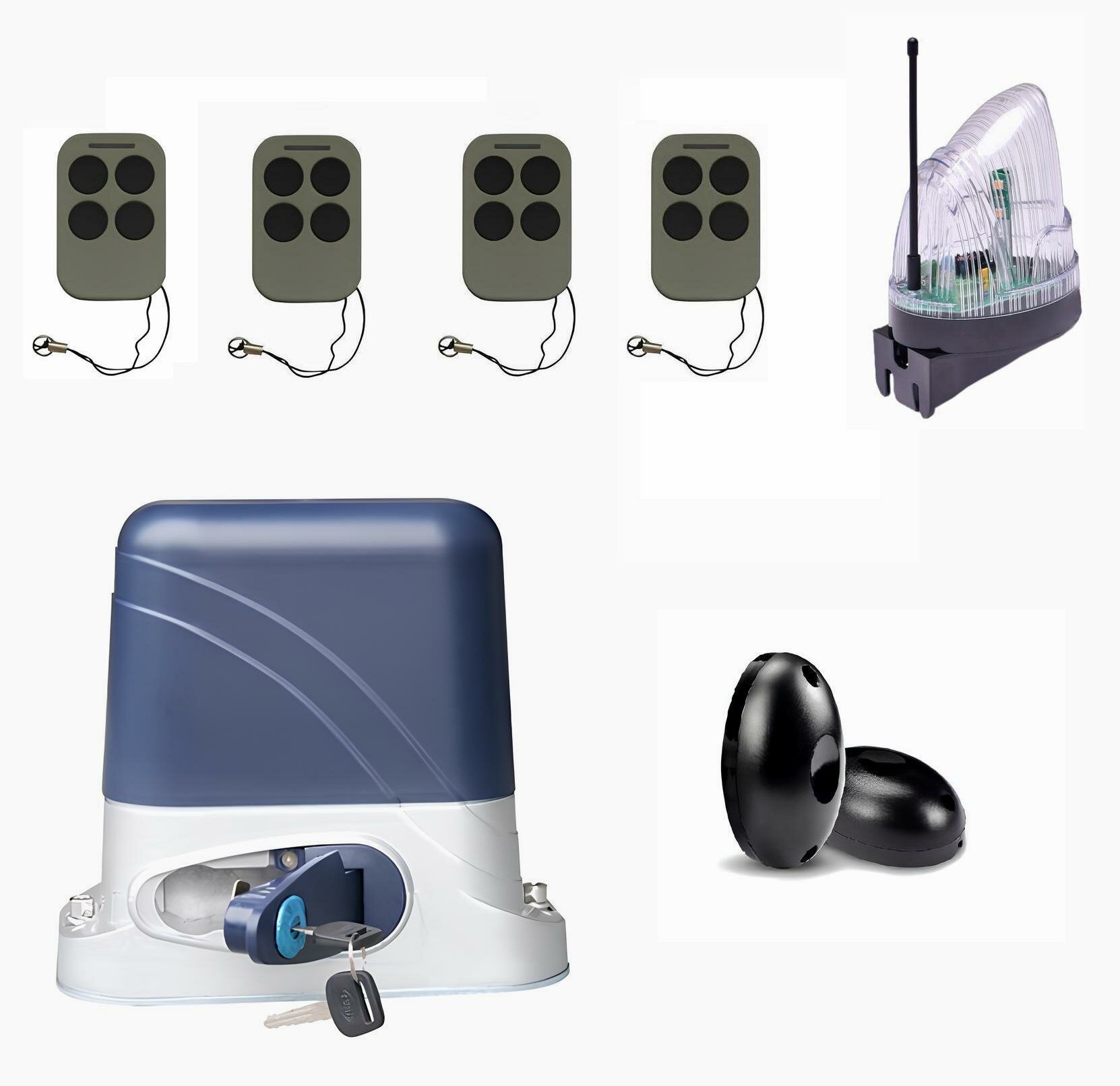 Автоматика для откатных ворот KSL-800 FULL-5K-Т4, комплект: привод, 4 пульта, фотоэлементы, лампа