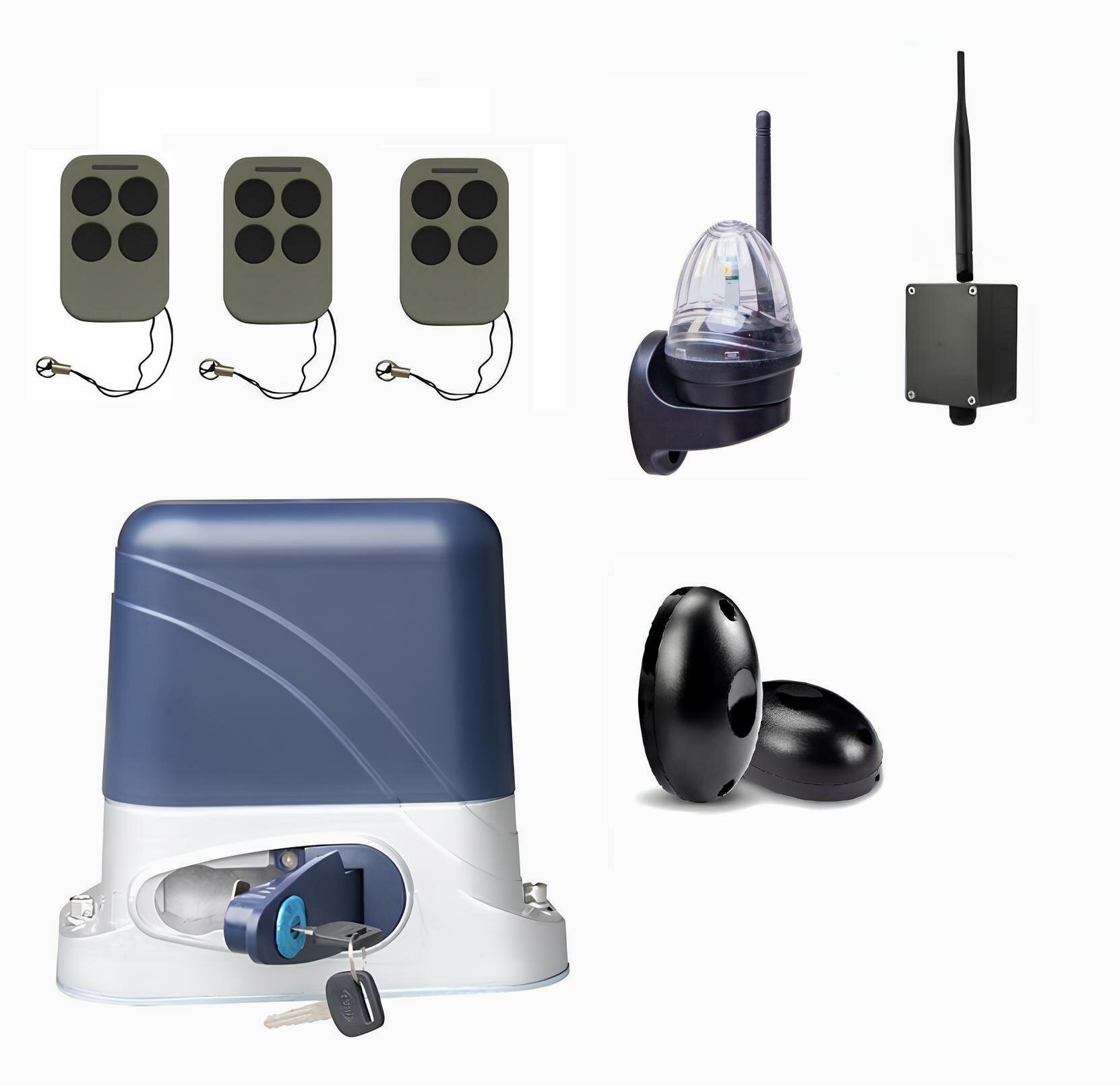 Автоматика для откатных ворот KSL-1300 FULL-4K-BT-Т3, комплект: привод, 3 пульта, Bluetooth-модуль, фотоэлементы, лампа