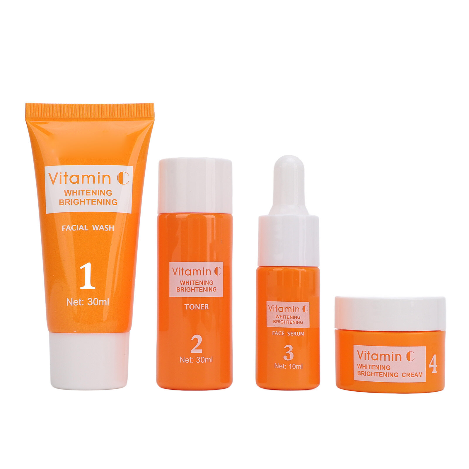 Полный набор для ухода за лицом с витамином С, отбеливающий, увлажняющий, осветляющий, витаминный набор для лица с витамином С для ежедневного использования