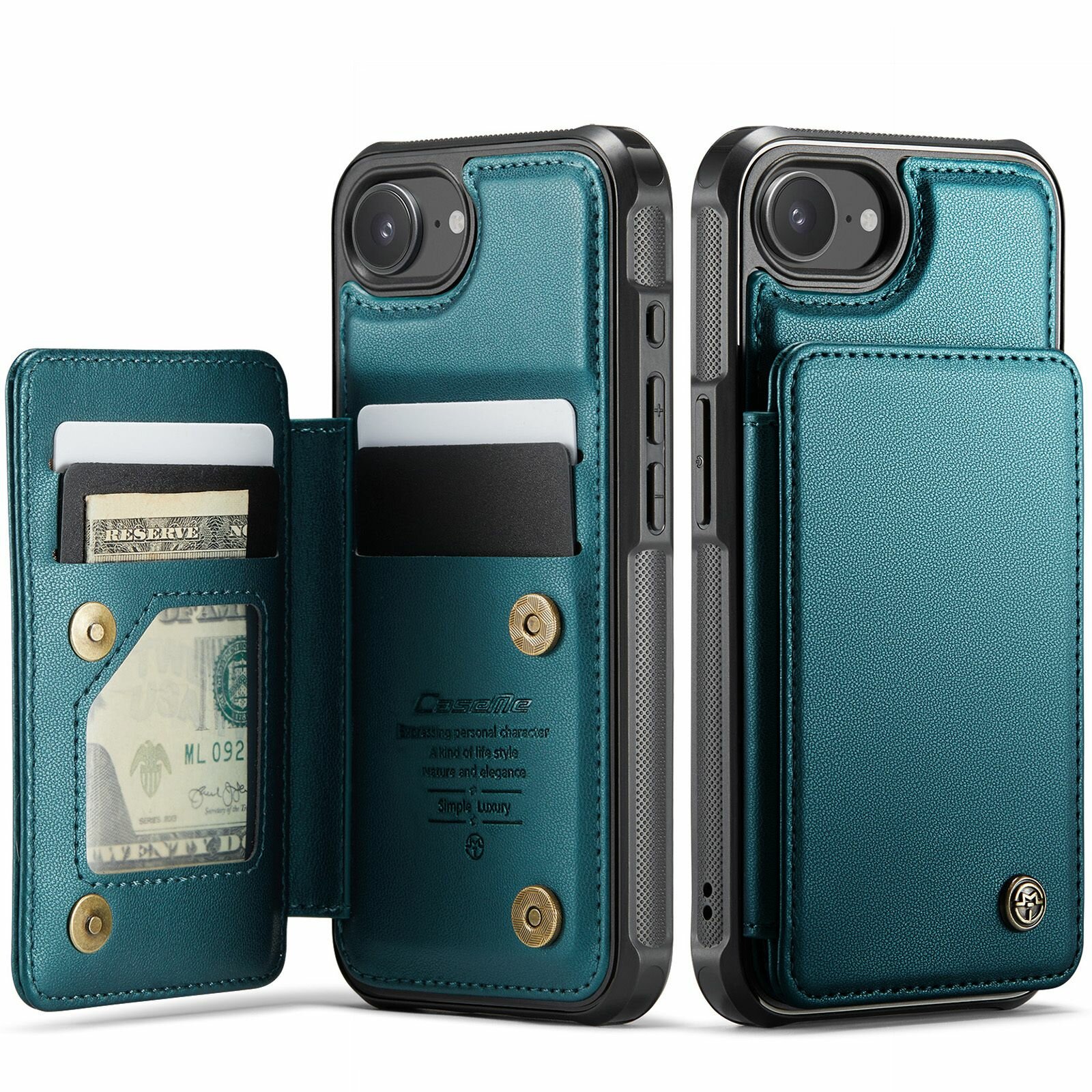 Чехол CaseMe Card Protection, для iPhone 16e, зеленый, накладка