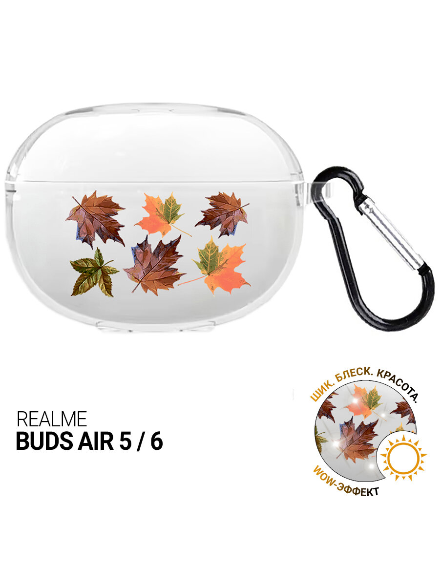 Чехол на Realme Buds Air 5 / 6 с принтом "Maple" прозрачный