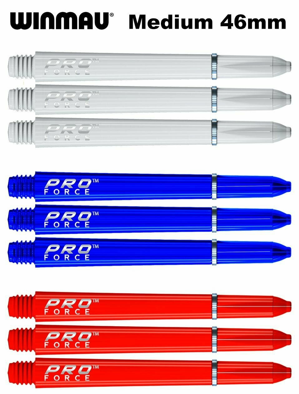Хвостовики (9шт) для дротиков Winmau Pro Force (Белый, Синий, Красный, Medium, 46mm) в цветах флага России