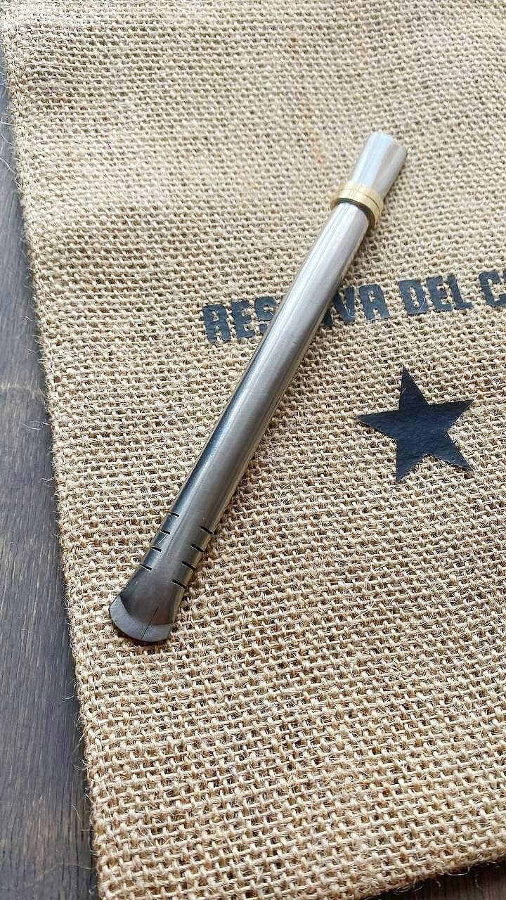 Бомбижья для мате Корьентес плоская, 16 см /бомбилья для мате/ фильтр для чая/ ситечко для чая / трубочка для коктейлей / ложка фильтр