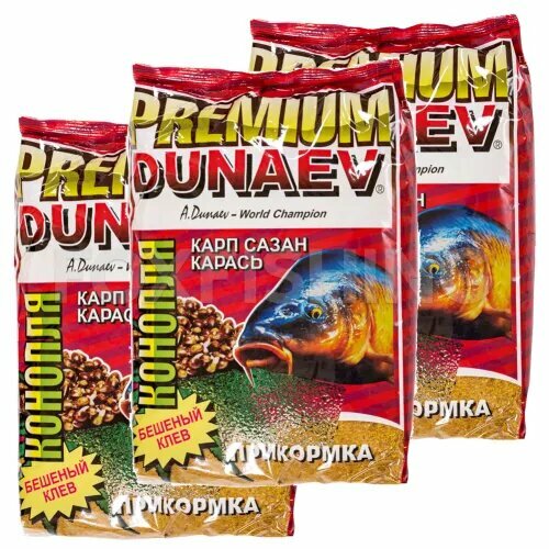 Прикормка Dunaev Premium Карп-Сазан конопля 3кг.