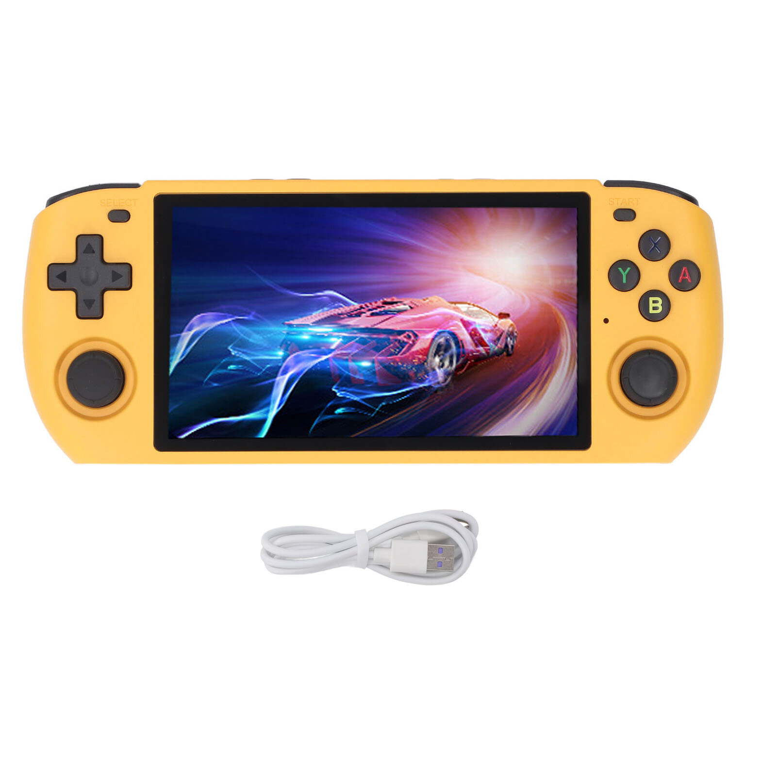 Управляемая игровая консоль ретро с открытым исходным кодом Двойной рокер 5in для детей взрослые игры желтый 16G+256G