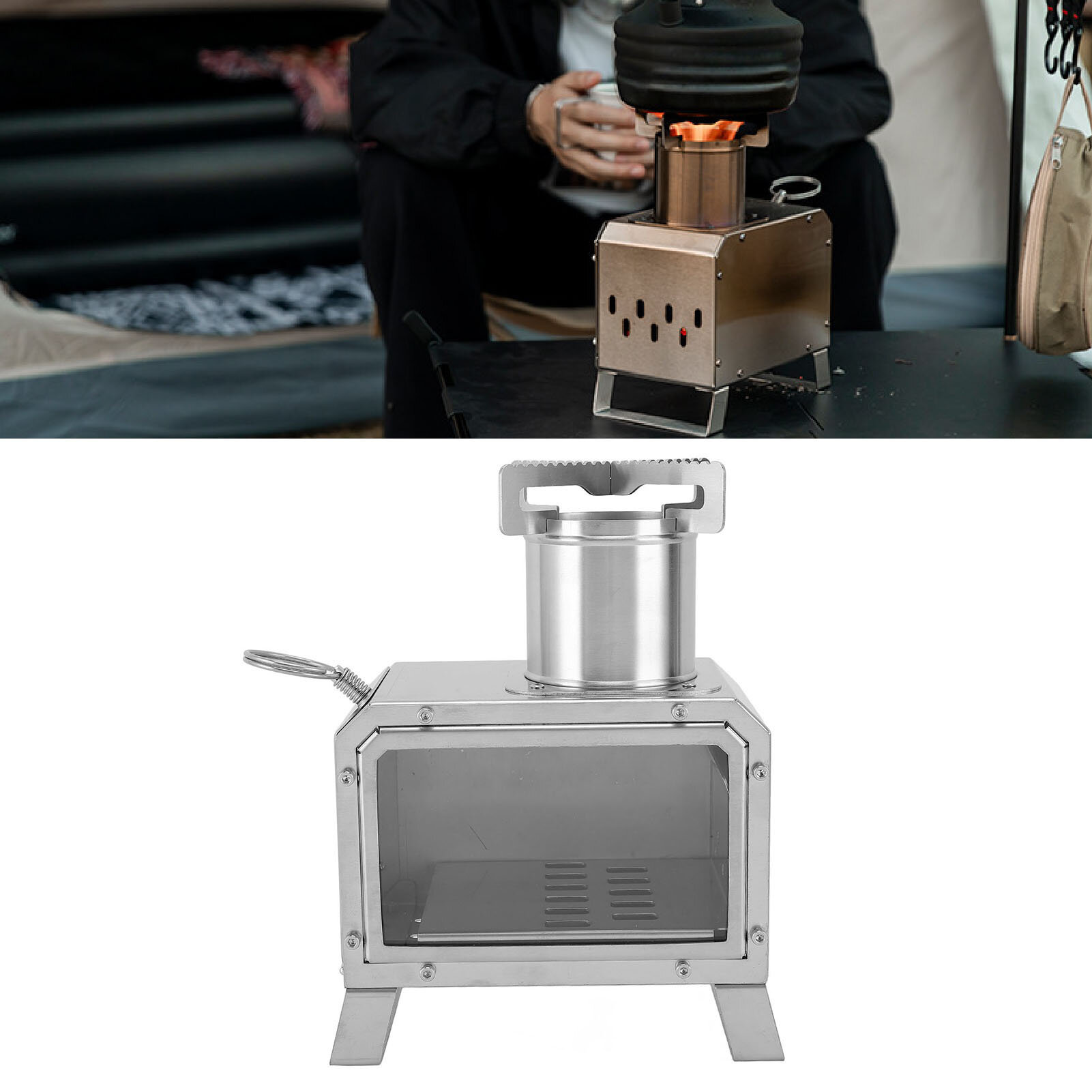 Дровяная печь с ящиком для золы, многофункциональная дровяная печь для приготовления пищи на открытом воздухе, кемпинга, походов, обогрева