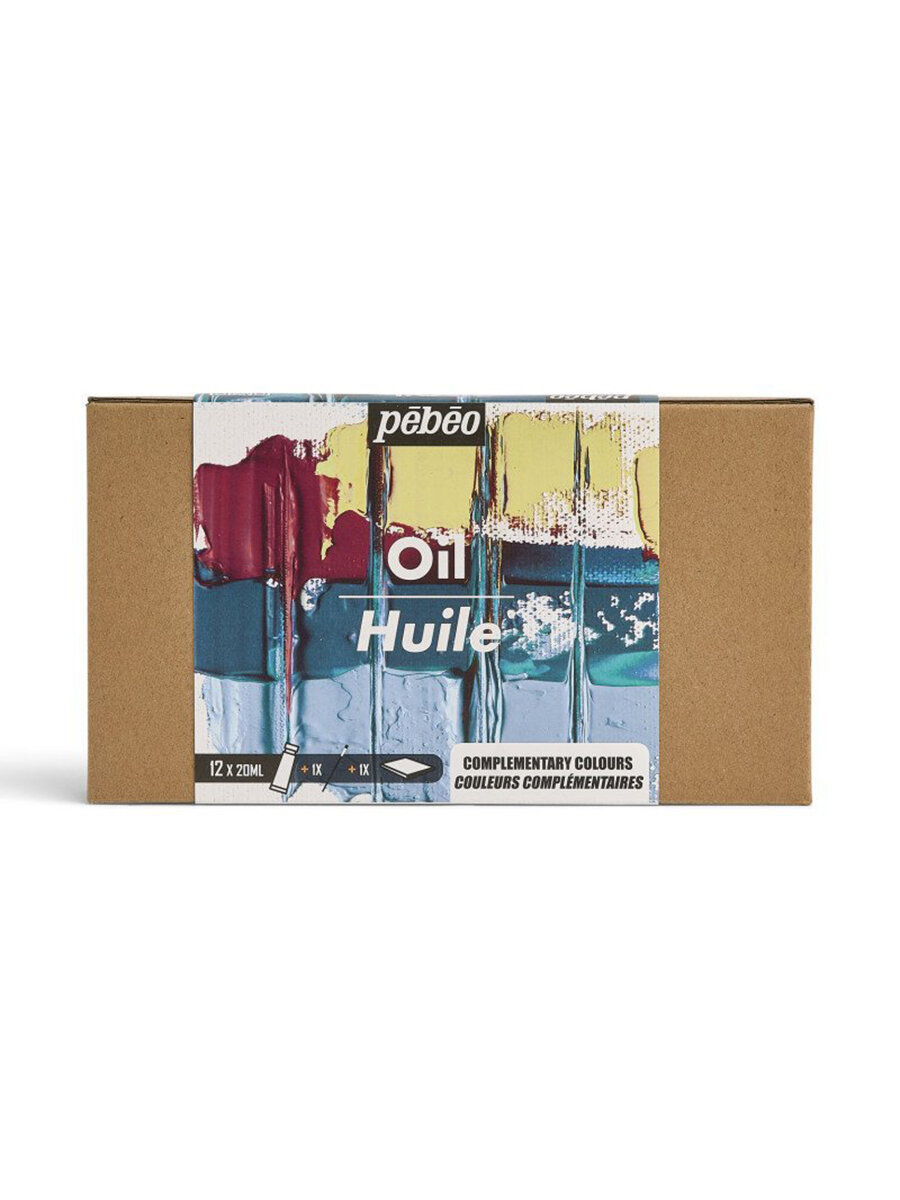 Набор масляных красок Pebeo "Studio Oil XL" COMPLEMENTARY, 12 шт, 20мл, в подарок кисть, холст