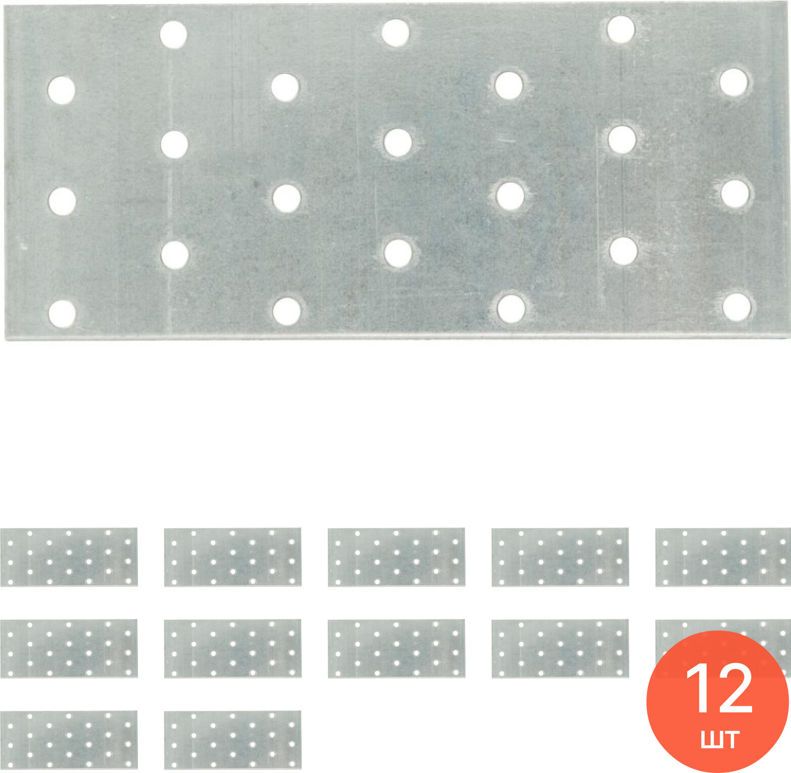 Пластина крепежная Rock Solid Connection / Рок Солид Коннекшн для деревянных конструкций, из оцинкованной стали, размером 140×60×2мм / строительство и ремонт (комплект из 12 шт)