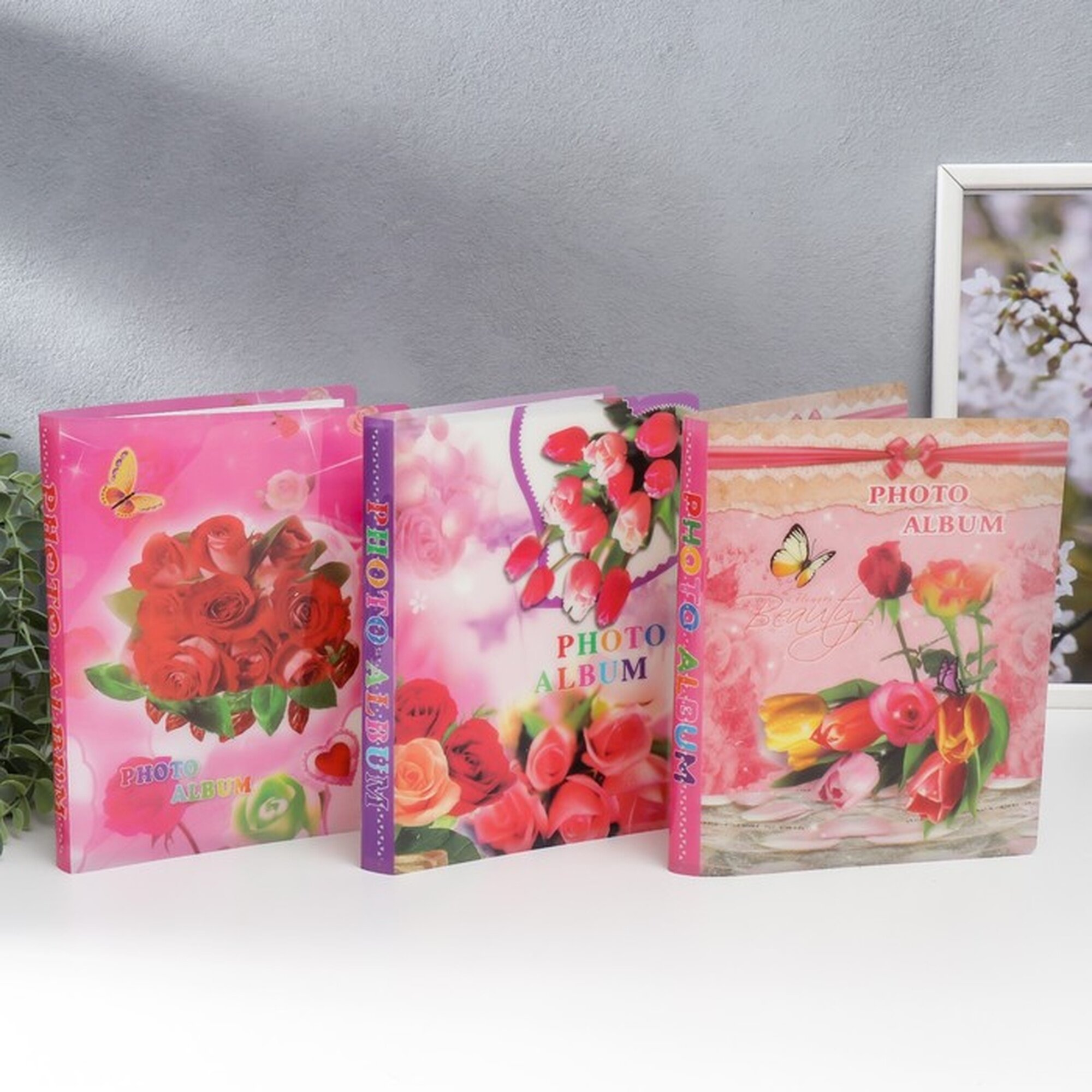 Фотоальбом "Розы микс", на 64 фото, 10x15 см, пластик, разноцветный, 23x17,5x2 см