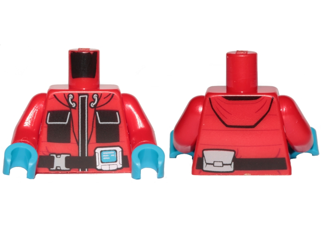 Torso Jacket with Monitor Device and Black Pockets Pattern / Red Arms / Dark Azure Hands, 973pb3152c01 Red U