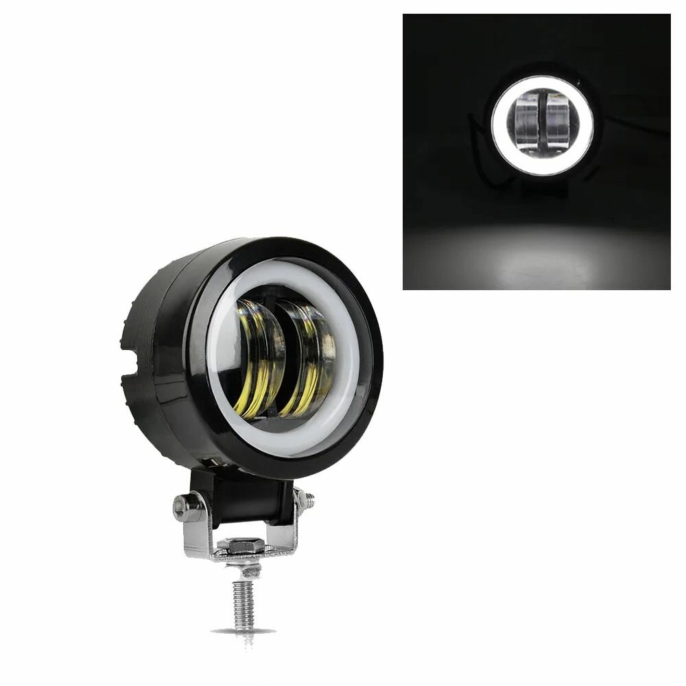 Круглые светодиодные фары 3 дюйма, 20W: противотуманные, дневные ходовые огни (DRL), кольцо света для внедорожников