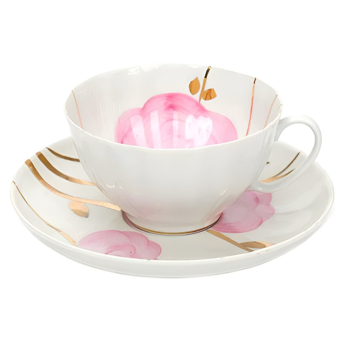 Пара чайная фарфоровая 275 мл. Дулево ф. Белый лебедь "Весенняя"