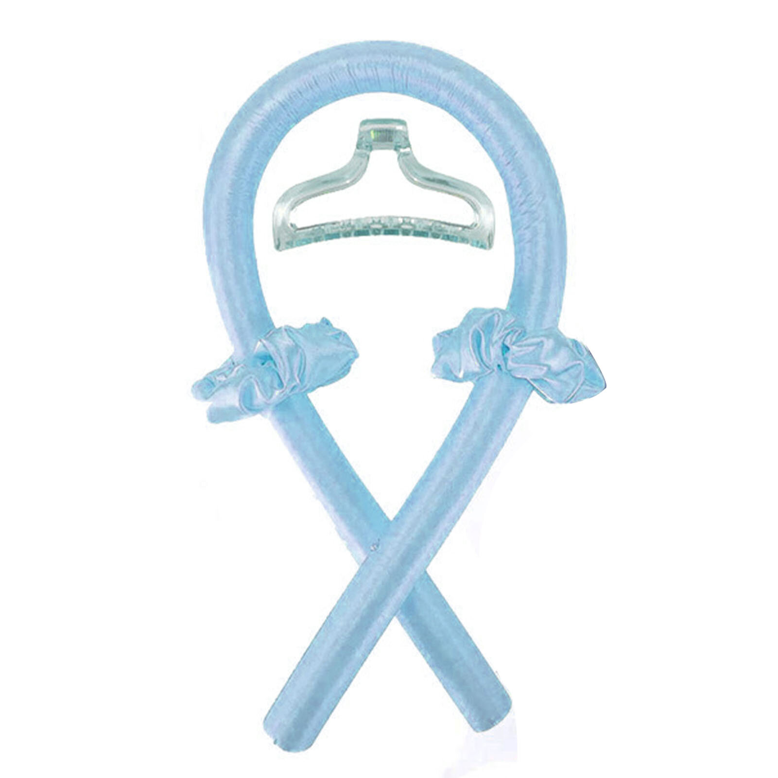 Термобигуди для завивки волос, мягкие ленточные бигуди для укладки волос без нагревания, многоразовые, с зажимом-крабом, небесно-голубые