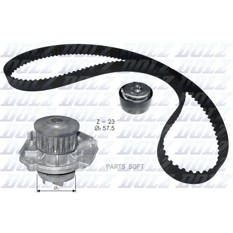 KD119 DOLZ Комплект ремня ГРМ FIAT BRAVO/PUNTO 1.2/1.4 97- (с помпой)