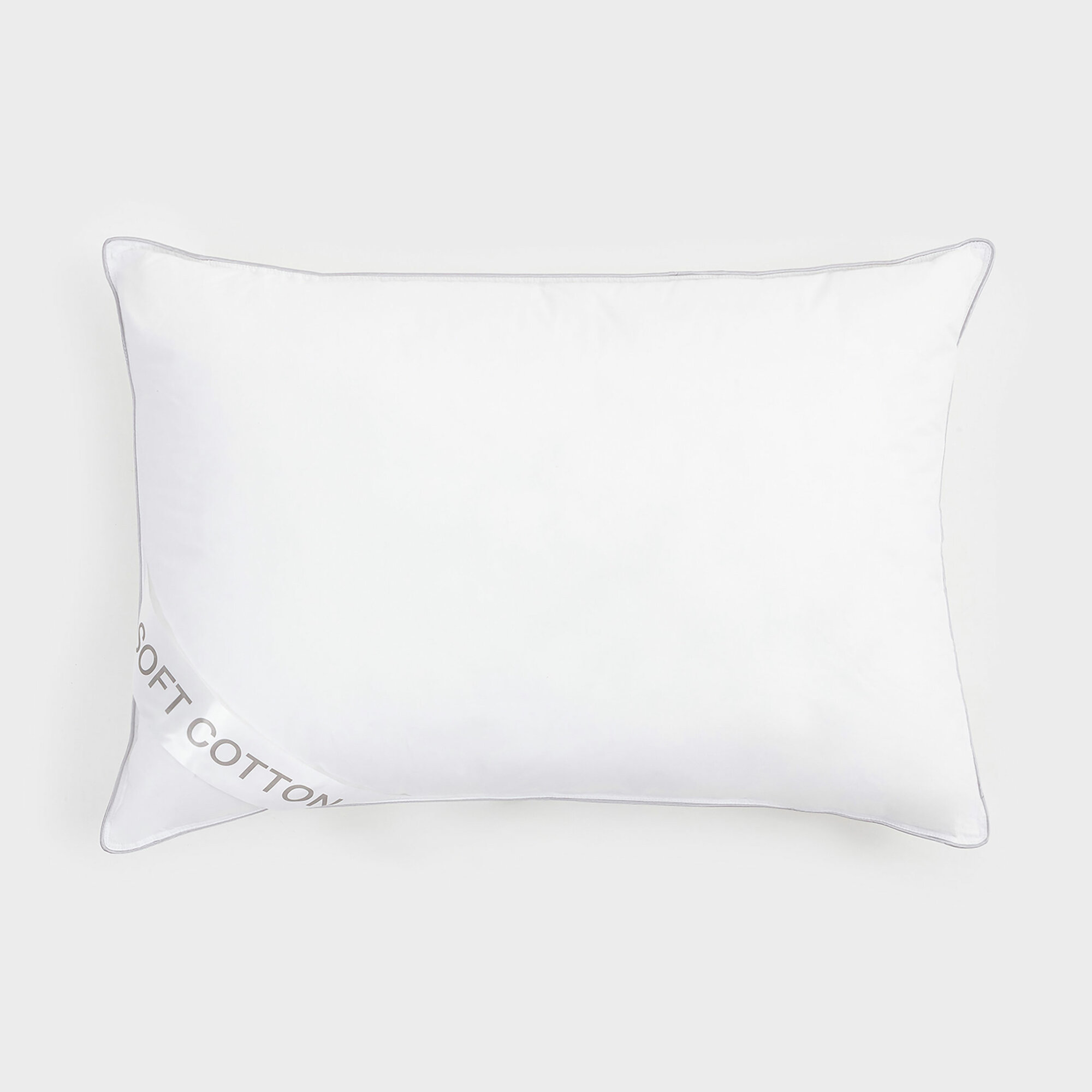 Подушка, 50х70 см, хлопок/микрофибра, белая, с серебристым кантом, Soft cotton, Kuchenland