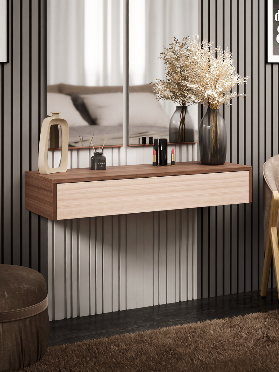 Прикроватная тумба MFMaster "Uno-49", ясень шимо темный-ясень шимо светлый, с ящиком, крепление к стене