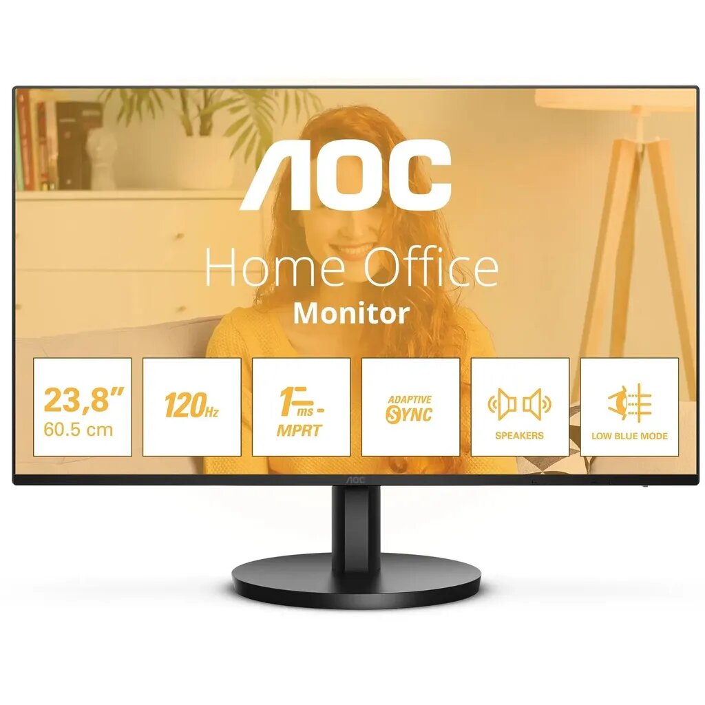 Монитор 23.8" AOC 24B3QA2 Black (IPS, 1920x1080, 120Hz, 1 ms, 178°/178°, 300 cd/m, 1500:1, +HDMI 1.4, +DP, +MM)