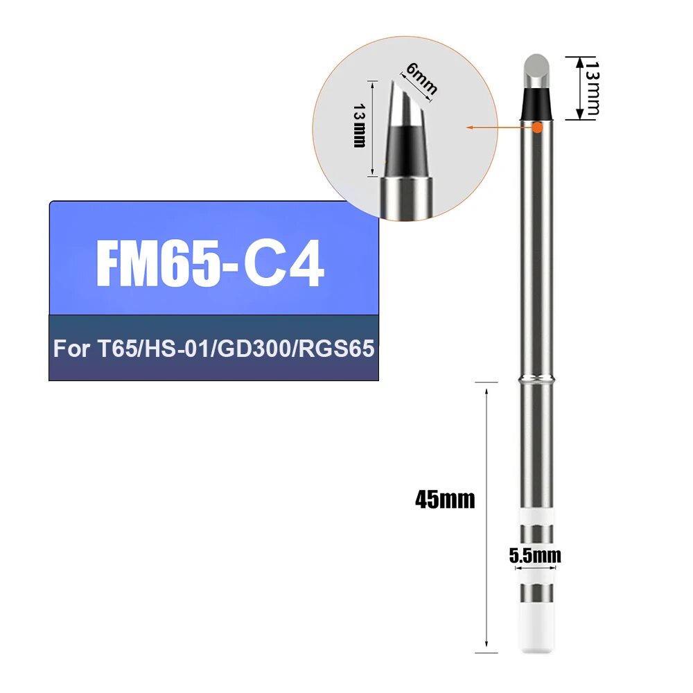 FMchip FM65 T65 Паяльные жала 5,5-6 Ом Высококачественные черные головки для T65 GVDA300 HS01 SH72 FM03 Сменное жало для паяльника