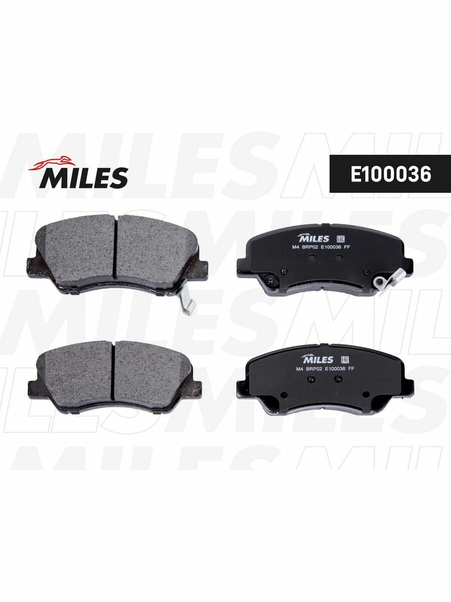 Тормозные колодки дисковые передние MILES E100036 для Hyundai Solaris I, Kia Rio III