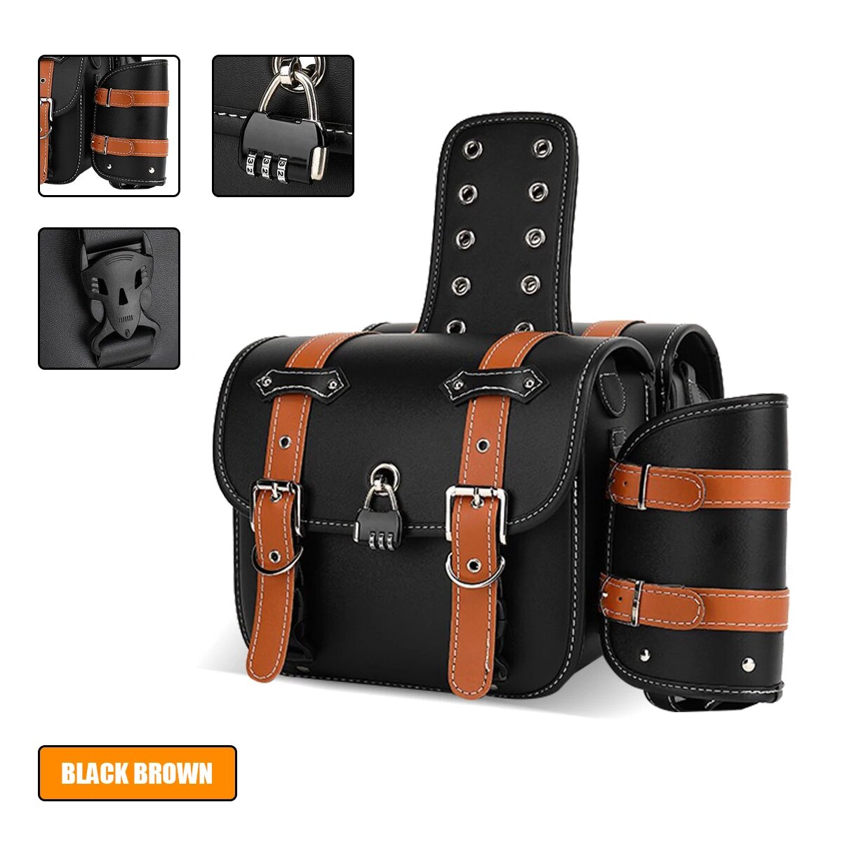 Ретро-сумки Для Мотоциклов, Водонепроницаемые, Из Искусственной Кожи, Боковые Кофры, Big Size Brown