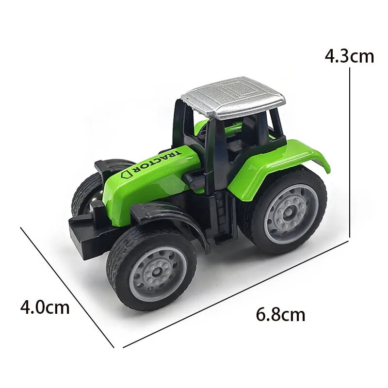 Металлический трактор OLOEY 1:64, зеленый, 7 см