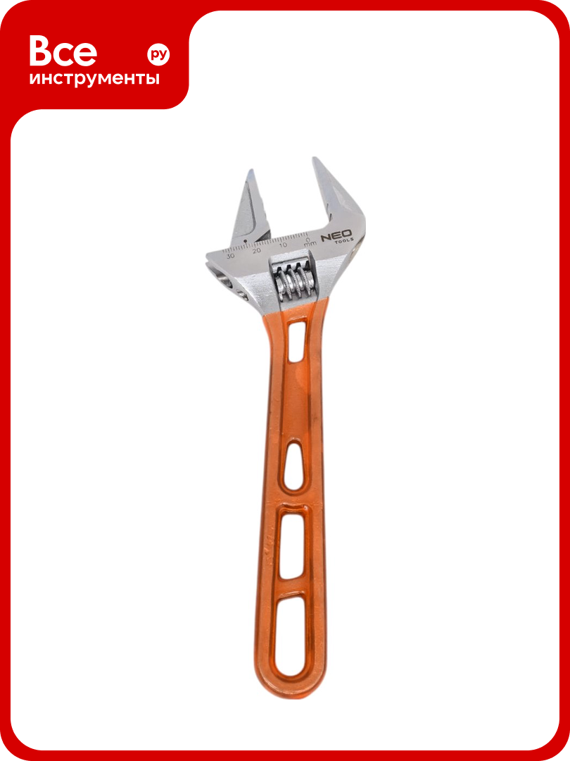 Разводной ключ 205 мм, рабочий диапазон 0-32 мм NEO Tools 03-024 для работы с