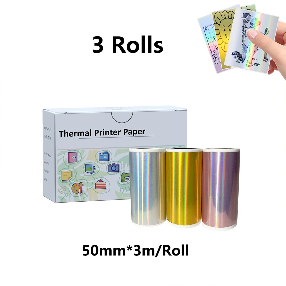 QKX Беспроводной мини-термопринтер 3Pcs-Laser Sticker