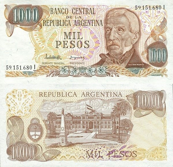 Аргентина 1000 песо 1976-1983 Пласа-де-Майо, Буэнос-Айрес UNC