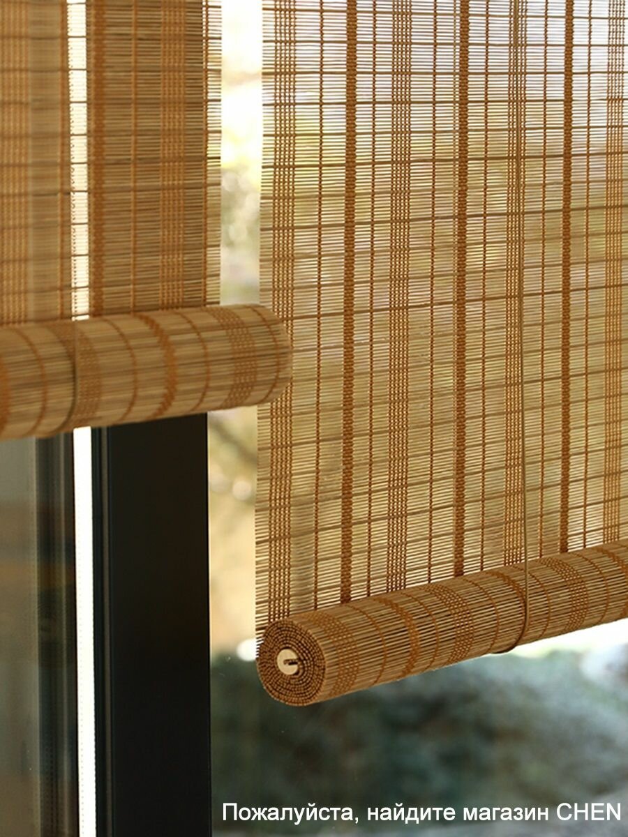 Рулонная штора, Штора, Бамбук, крючкового типа, декоративный, солнцезащитный