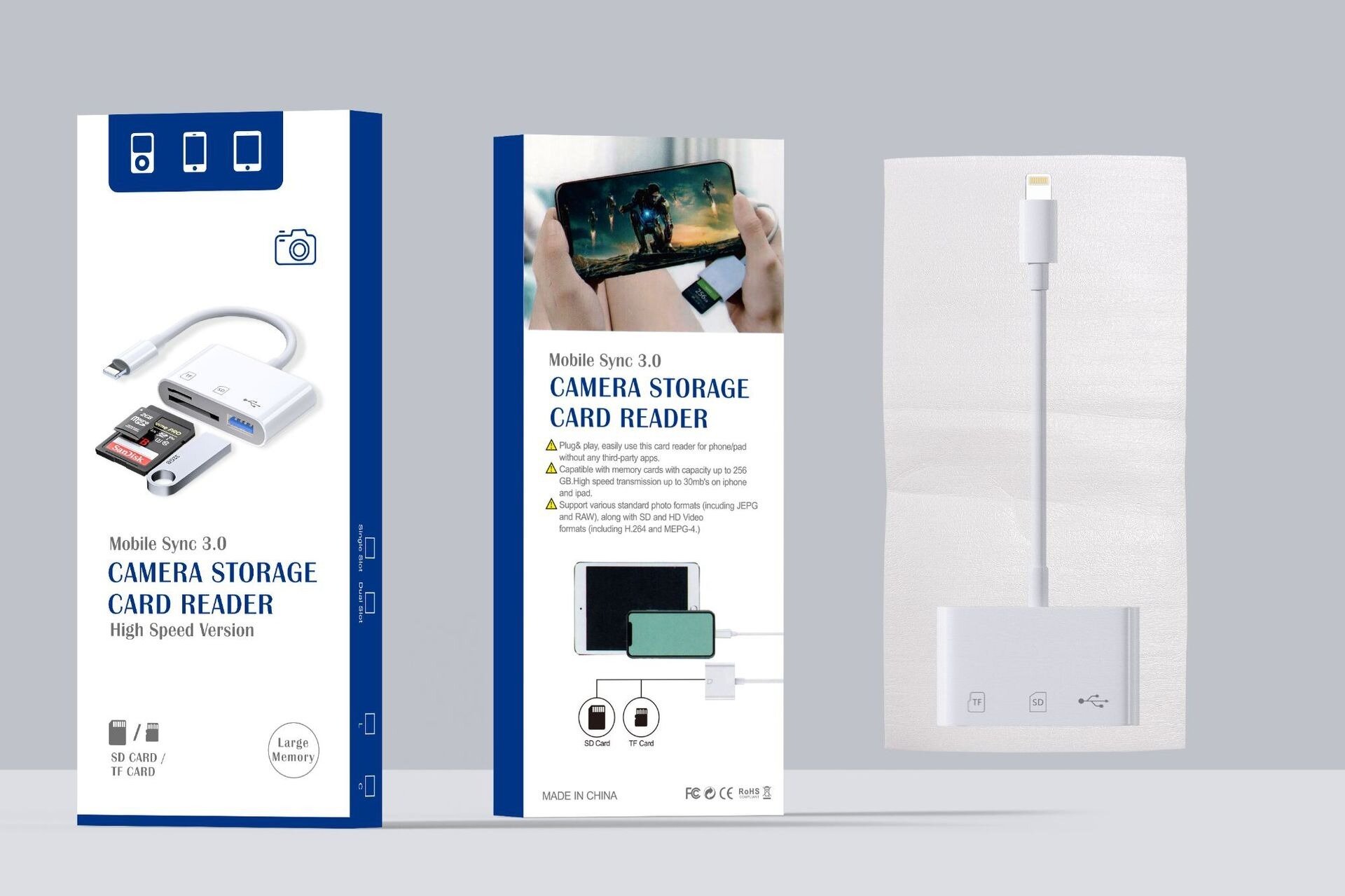 Картридер Type-C 3 в 1, USB, SD/TF, OTG, для телефона, ноутбука и планшета, кардридер microsd, универсальный