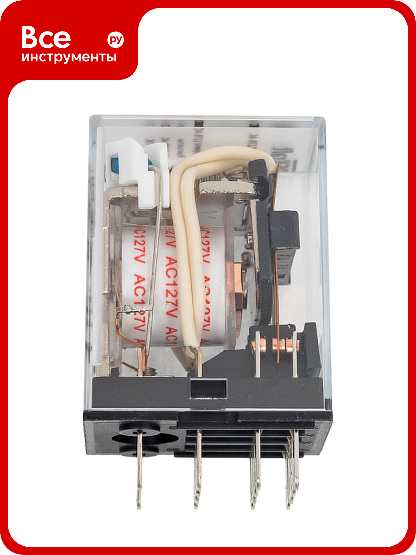 Промежуточное реле DEKraft 4 контакта, с led индикацией, 5а, 127в ac, пр-102 23899DEK, 5 а