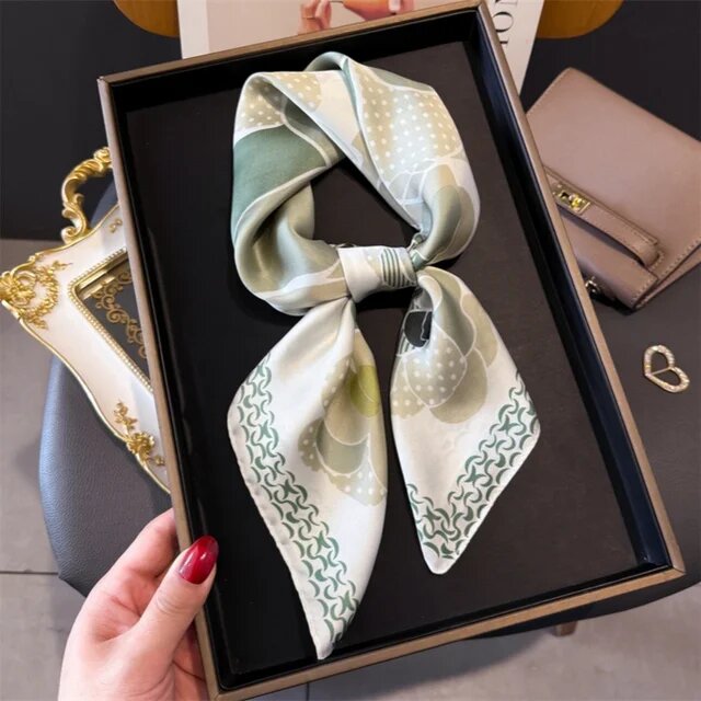 70*70 см дизайнерский шарф с принтом роз, женские шелковые шарфы, бандана, хиджаб, шейный платок, шаль, повязка для волос, платок, женский роскошный платок