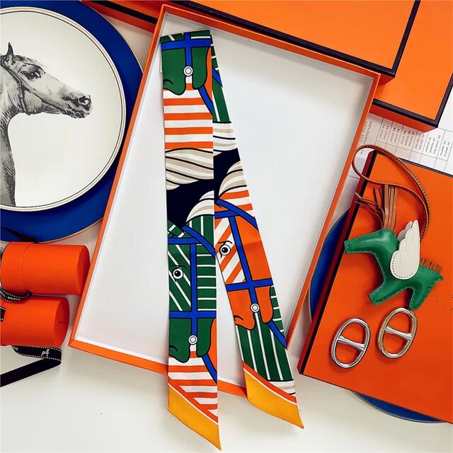 100% шелк высококачественные роскошные брендовые товары шарф Женская повязка на голову фуляр галстук ленточный шейный платок узкие шарфы аксессуары для волос