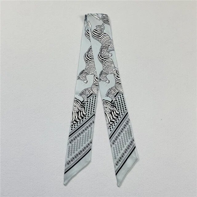 Новинка 2025, сумка с принтом зебры, шарф, модный узкий шарф-хиджаб, брендовая женская бандана, платок, шелковые платки на голову для женщин, повязка на голову