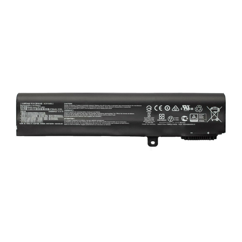Аккумулятор для ноутбука MSI GE62, GE72, GP62, PE60, PE70. 10.86V 4730mAh P/N: BTY-M6H