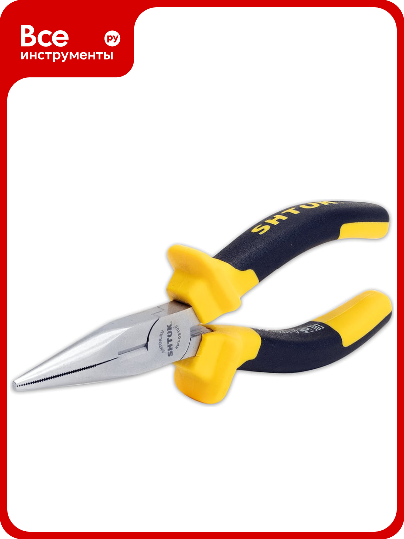 Диэлектрические тонкогубцы SHTOK 1000В 160 мм 08106, из двухкомпонентного
