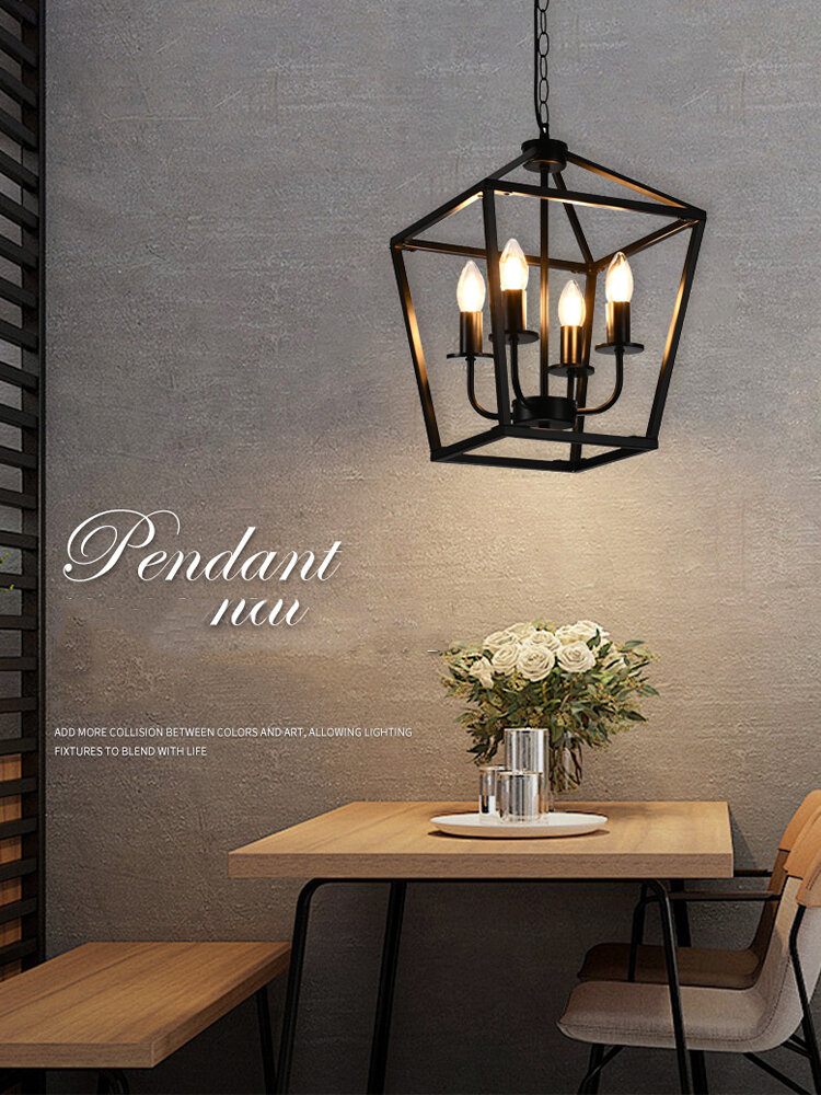 YMMY Американский стиль люстра со свечами черная, E14*4