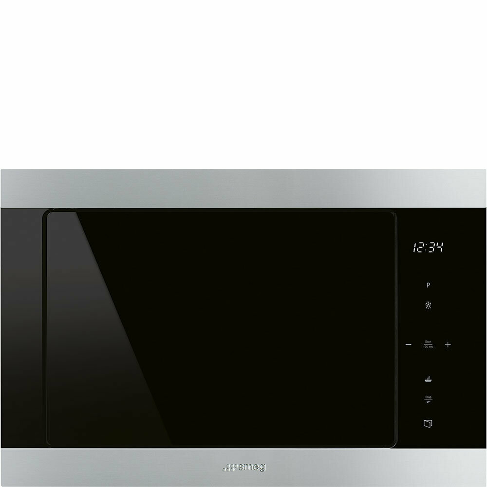 Микроволновая печь Smeg FMI325X, встраиваемая, черная, с вставками из нержавеющей стали