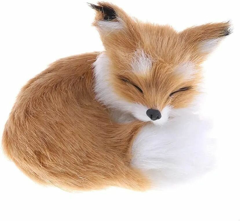 Меховая игрушка лиса, модель лисы, сидящей на траве, домашний декор