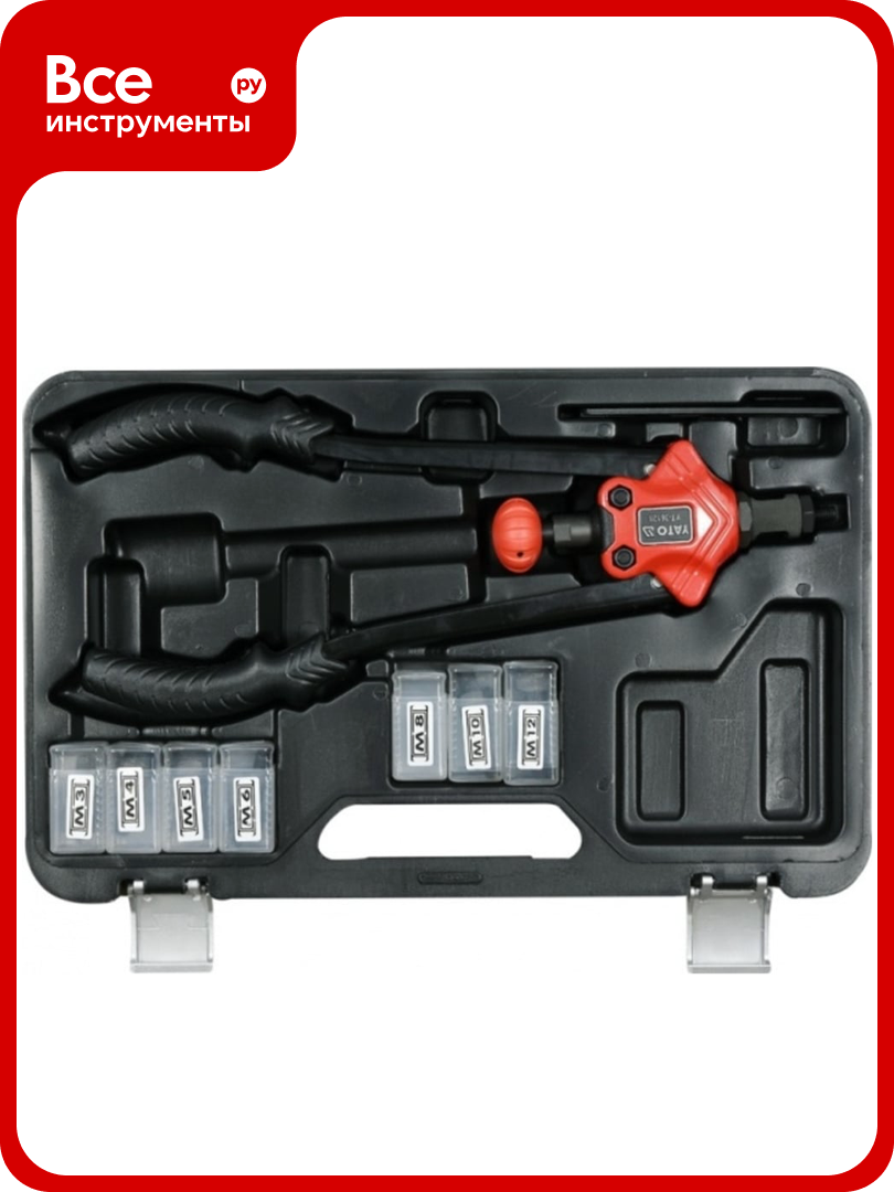 Заклепочник для резьбовых заклепок YATO М3-М12 YT-36128, черный, прочной