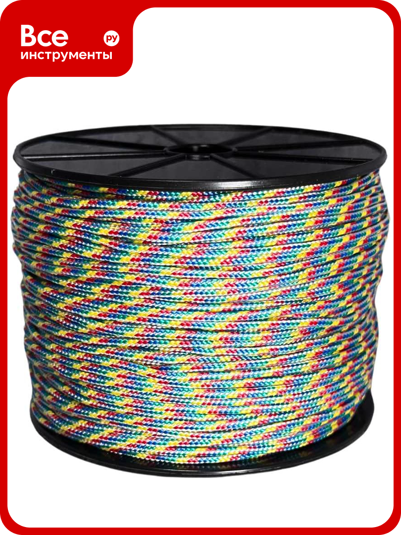Шнур плетеный полипропиленовый ООО Оптхозторг 2 мм 100 м разноцветный 05821001