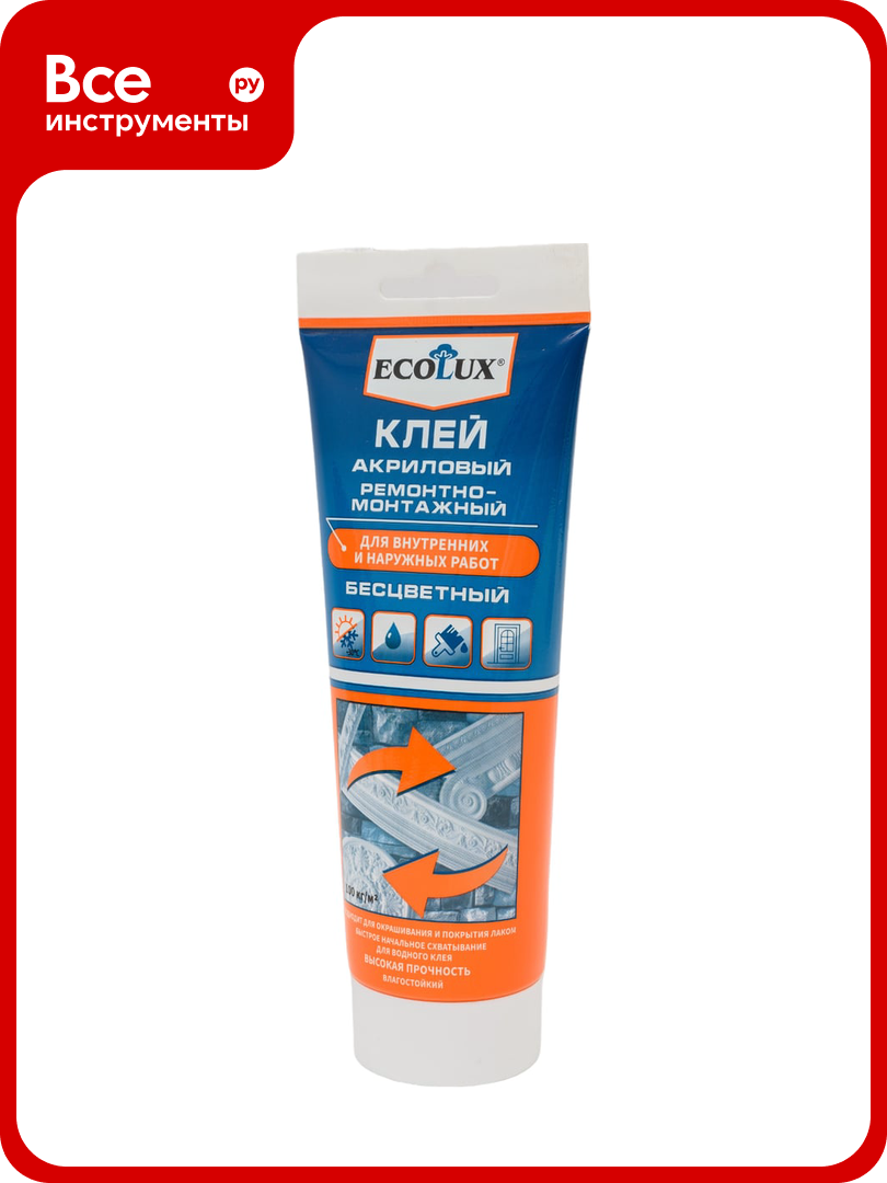Акриловый ремонтно-монтажный клей Ecolux бесцветный, 200 мл 4607133683788