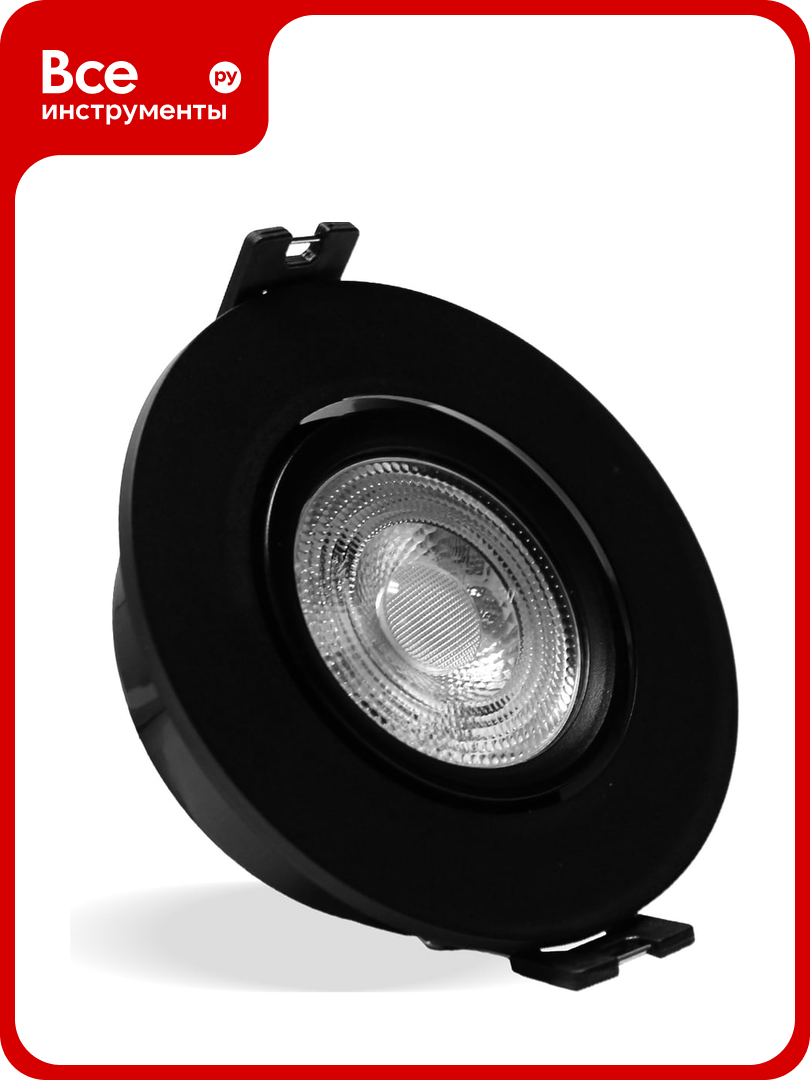 Светильник Datts SLIMSTAR round one BK, встраиваемый светодиодный с диммером, черный пластик, для натяжных потолков