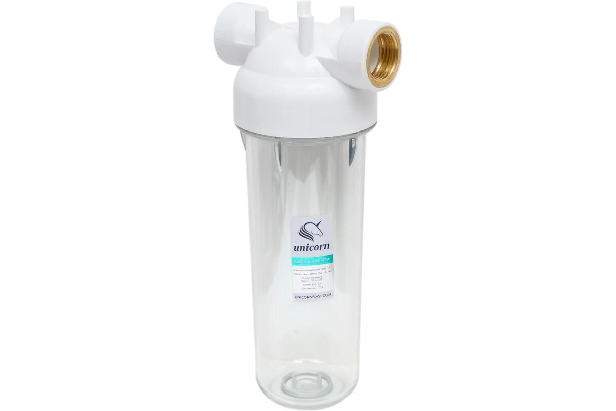 Unicorn Фильтр магистральный 1 дюйм для холодной воды прозрачный корпус 10 дюймов