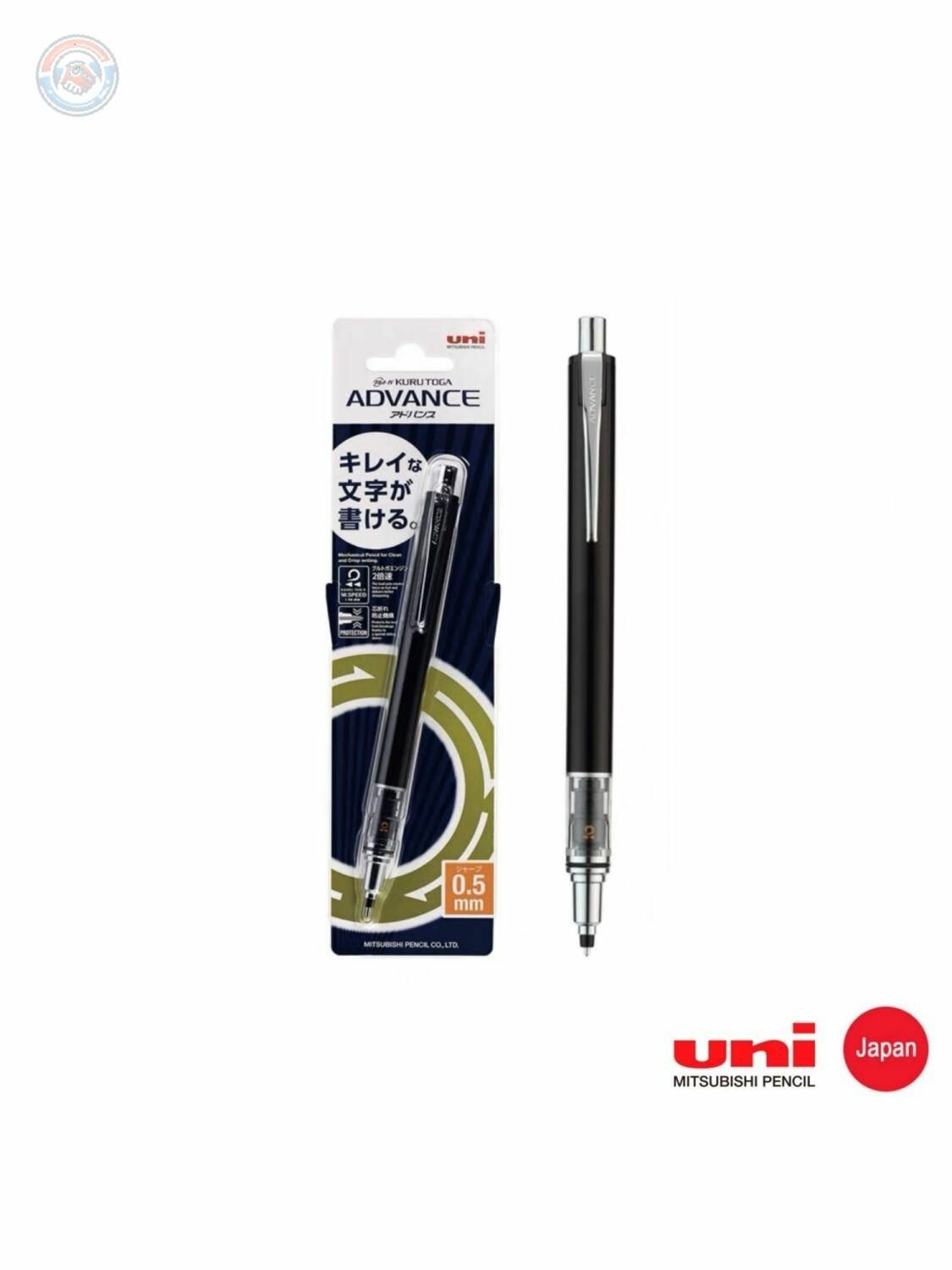 Механический карандаш Uni KURU TOGA Advance M5-559 с вращающимся грифелем 0.5 мм, черный корпус, для точного письма и черчения