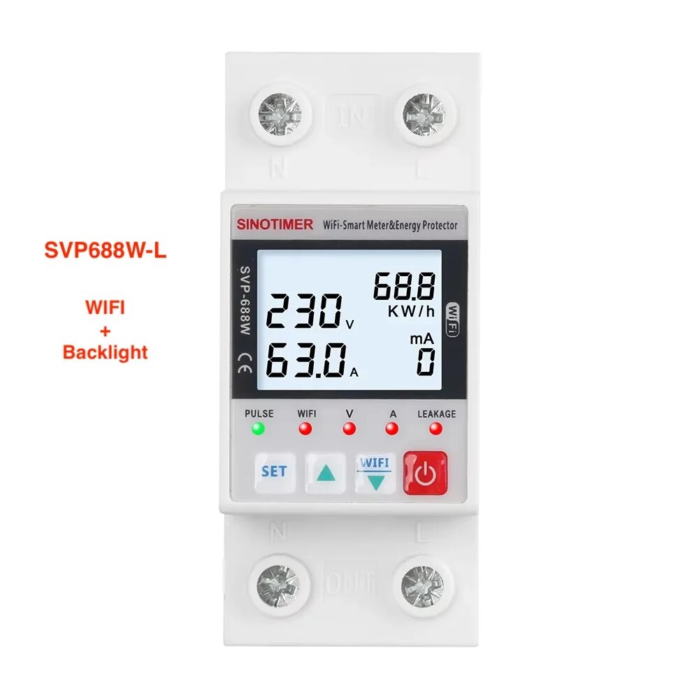 Smartlife WiFi счётчик энергии SINOTIMER WIFI with Light