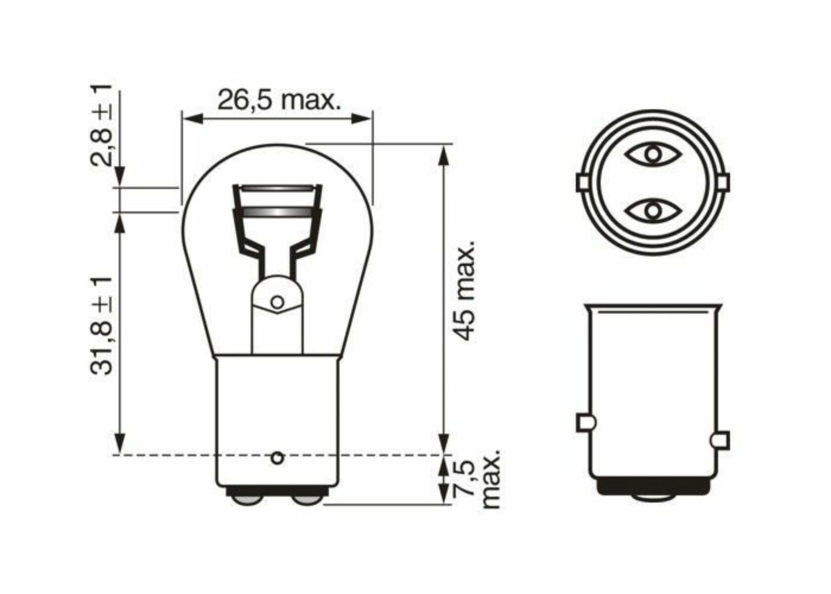 Лампа 12V 21/5W P21/5W Pure Light (Блистер 2 Шт)(Bosch 1 987 301 016)