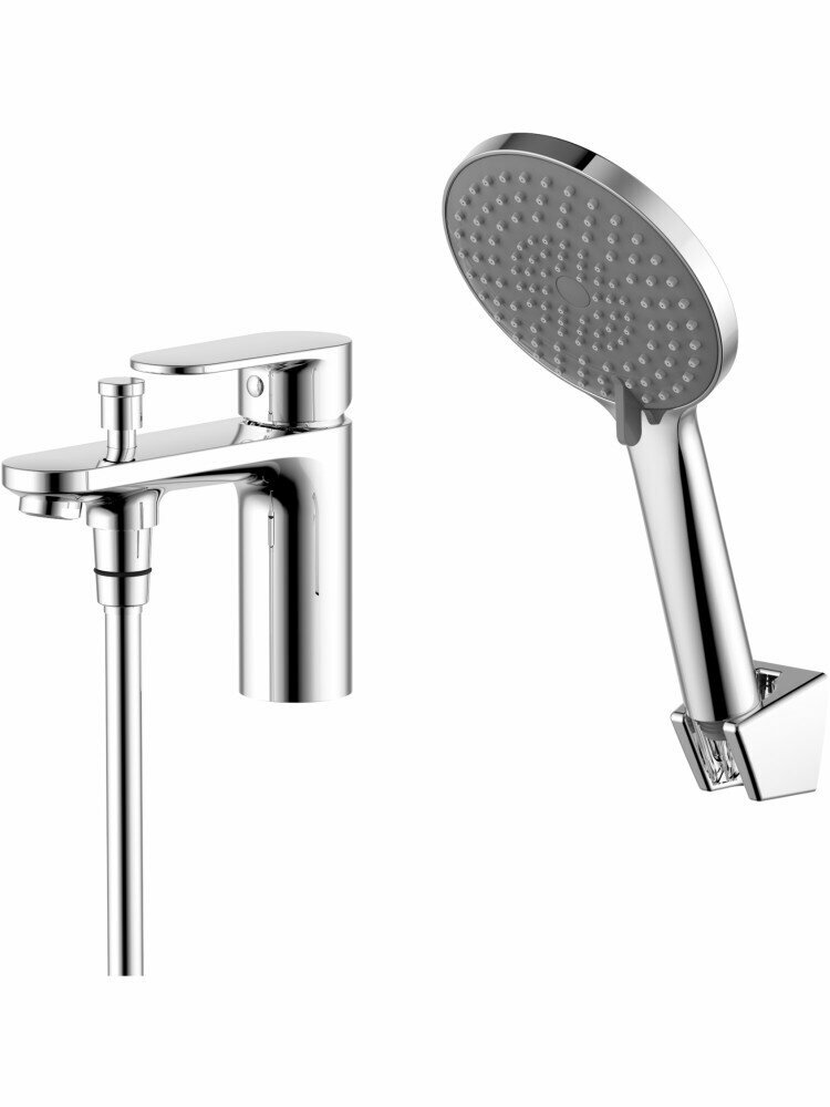 Смеситель с коротким изливом на борт ванной с душем Aquatek Ника AQ1844CR хром